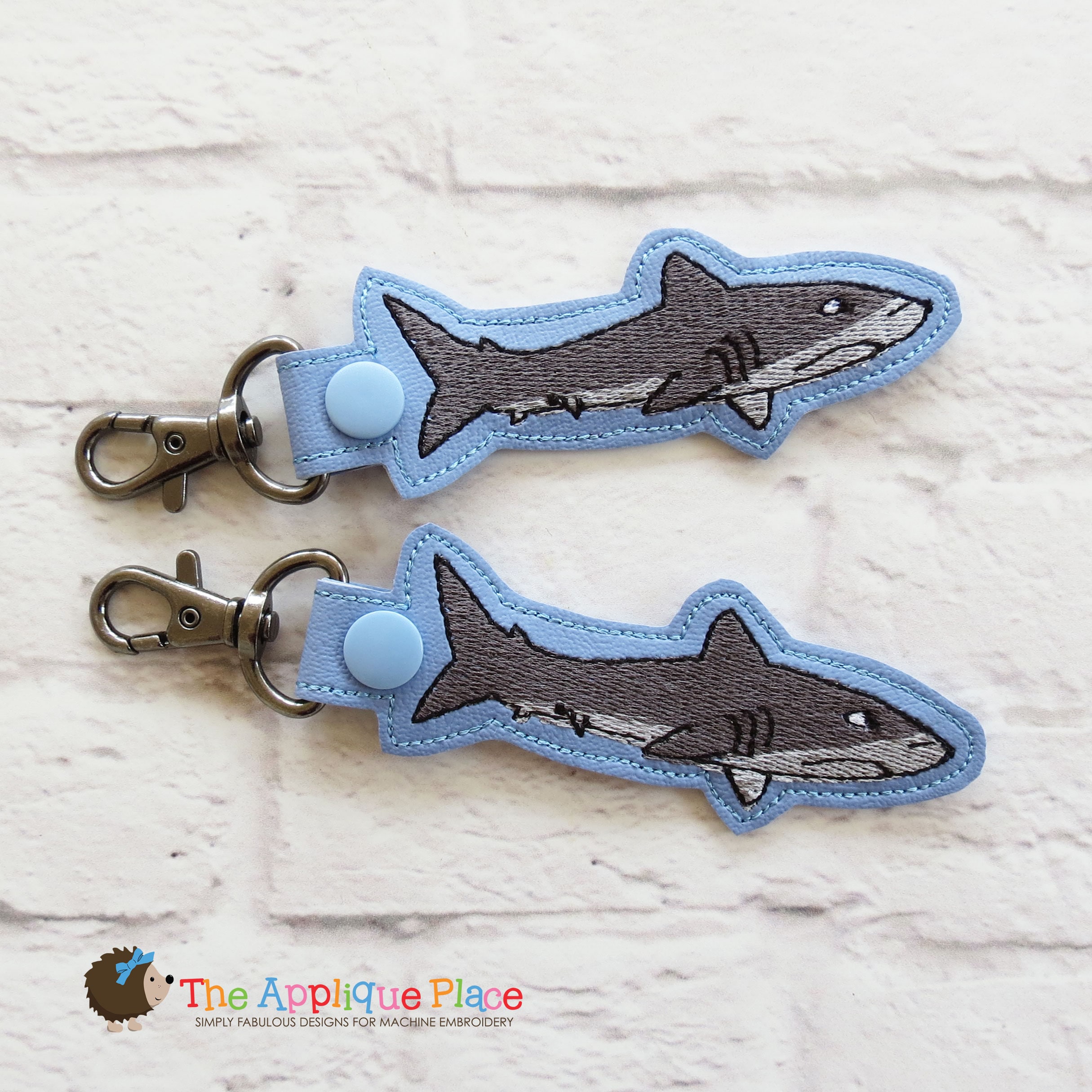 Key Fob Embroidery Design Shark Snap Tab Embroidery | Etsy