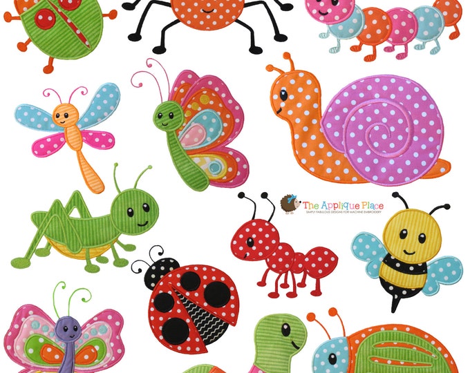 Set of 13 BUG Applique Designs Instant Digital Download File - Etsy