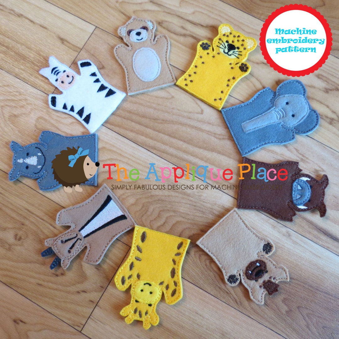Finger Puppets Embroidery Design - Safari Animal Finger Puppets - in ...