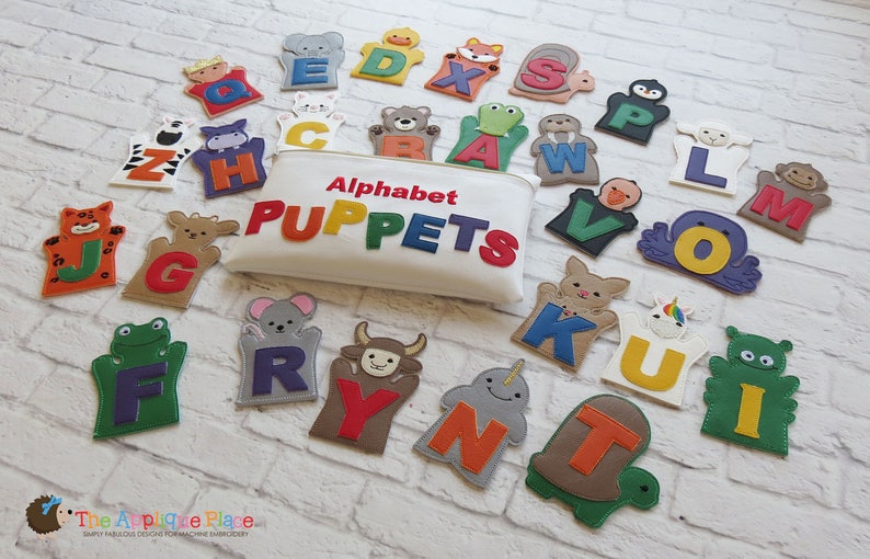 Finger Puppets Embroidery Design Alphabet Finger Puppets - Etsy