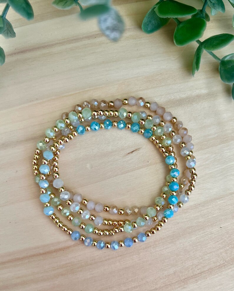 14k Gold Bead Bracelet Gemstone Beads Stackable Customizable ...