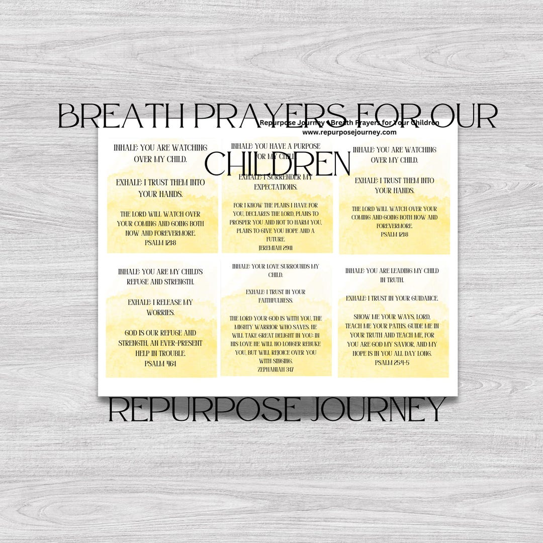 Breath Prayer Cards for Children: Scripture Reference (digital Download ...