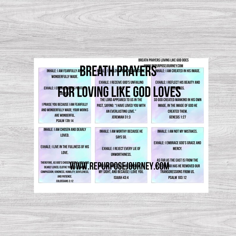 Breath Prayers With Scripture References on Loving Like God Loves ...