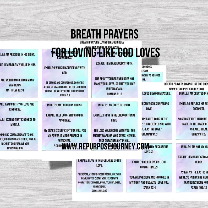 Breath Prayers With Scripture References on Loving Like God Loves ...
