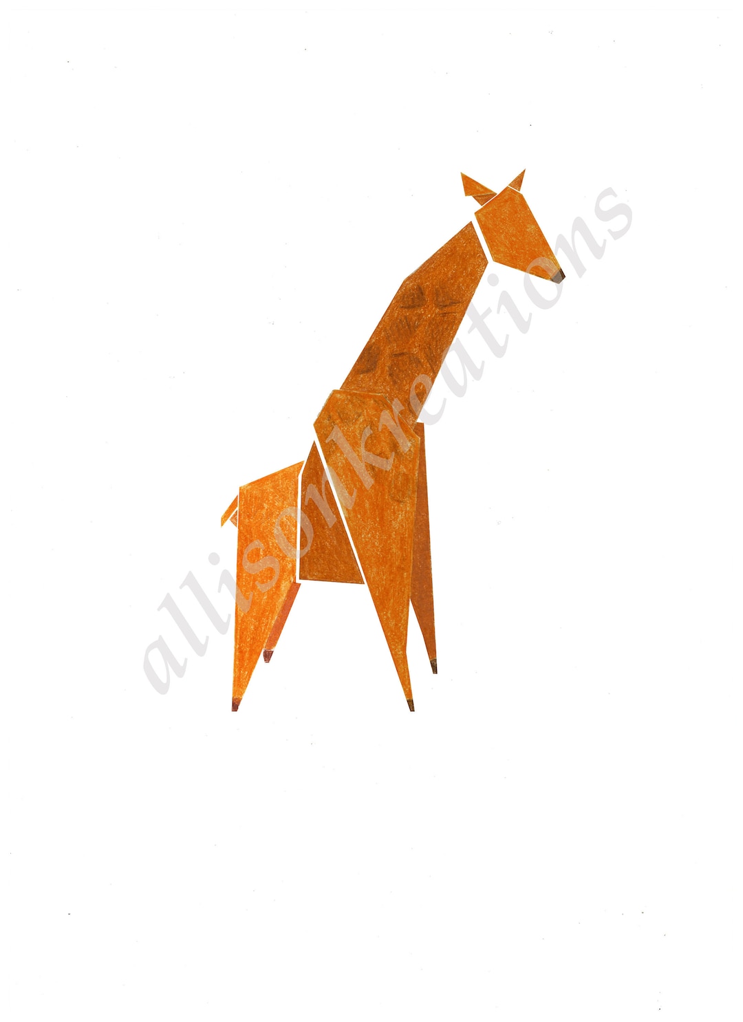 Printable 'origami Giraffe' Drawing, Instant Download - Etsy
