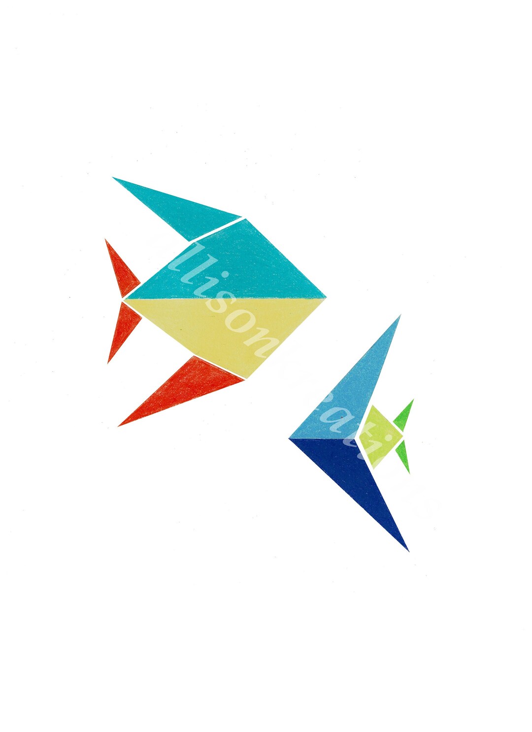 Printable 'origami Fish' Drawing, Instant Download - Etsy