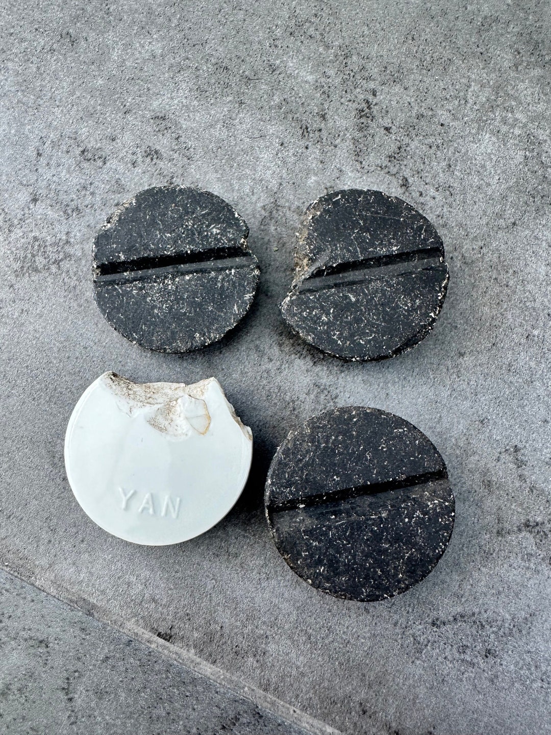 4 X Pan-yan Ceramic and Vulcanite Jar Lids Pickles Condiments Preserve ...