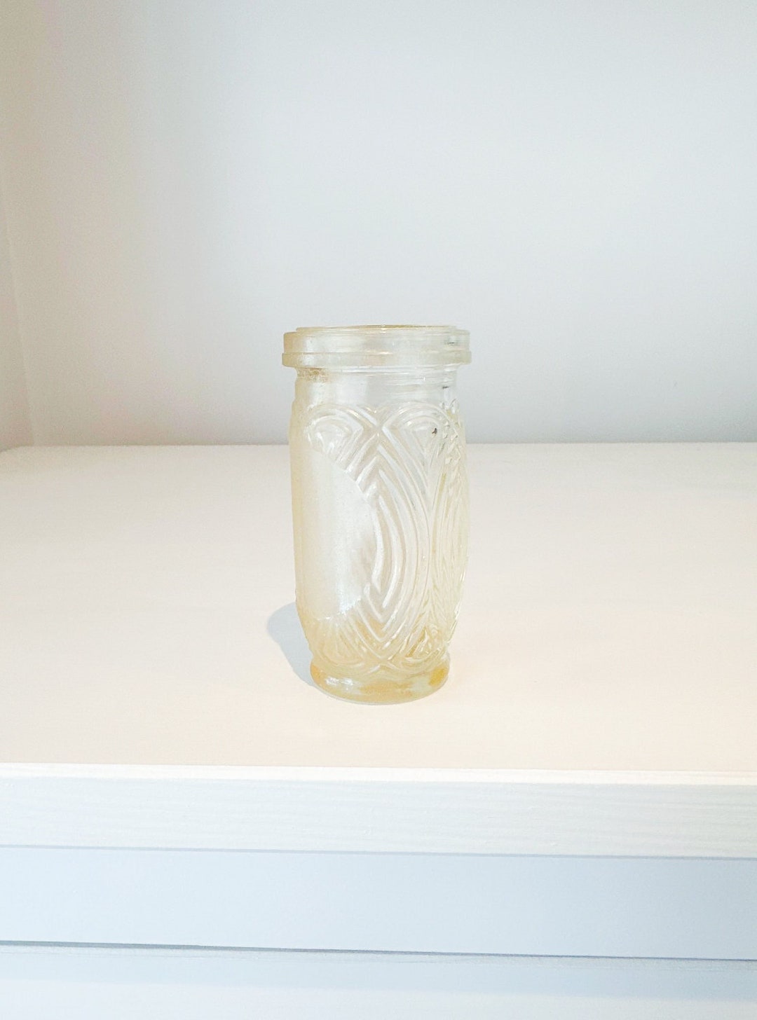 1940s Paste Glass Jar Lovely Pattern Ribbed Glass Antique Retro - Etsy
