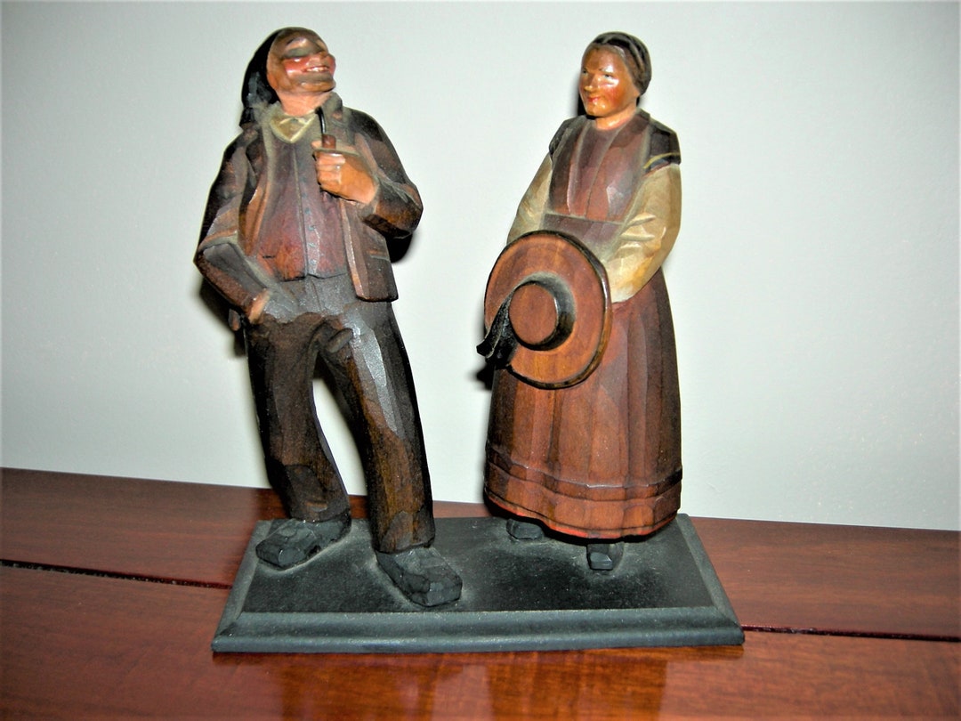 Hans Huggler Wyss Brienz Switzerland Wood Carved Couple - Etsy