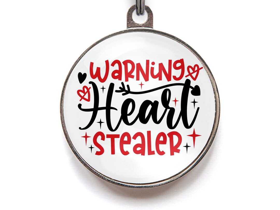 Warning Heart Stealer Dog Tag, Funny and Cute Valentines Pet Tag for ...