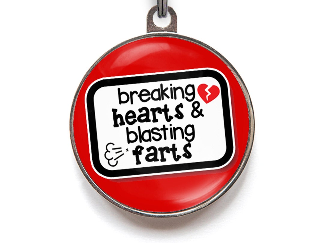 Breaking Hearts & Blasting Farts Dog Tag, Custom Made Pet Tag Dog Lover ...