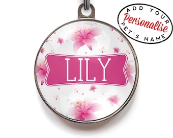 Poppy Dog Tag Flower Pet Tag Dog Name Tag Personalised Pet | Etsy
