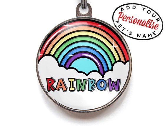 Rainbow Dog Tags Custom Pet ID For Cats and Dogs | Etsy