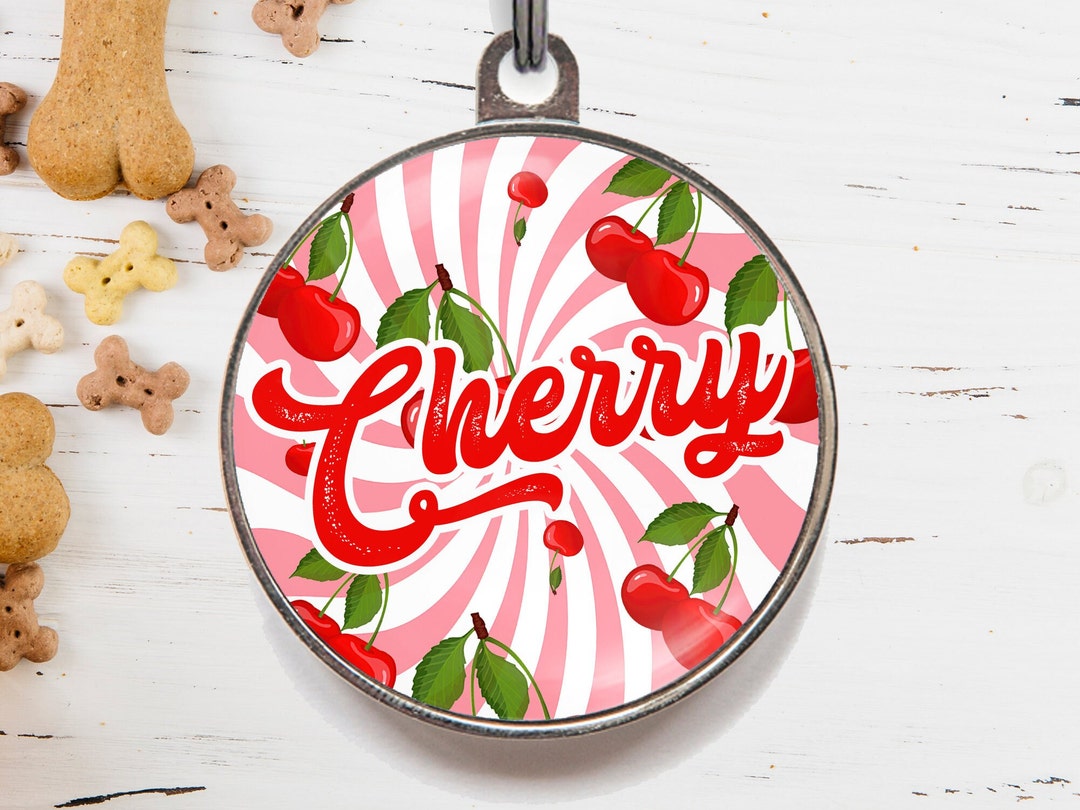 Cherry Pet Tag, Cherry Dog Name Tag, Double Sided Fruit Dog Tag ...