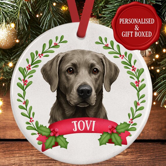 Christmas Silver Labrador Personalized Labrador Memorial Ornament Snow
