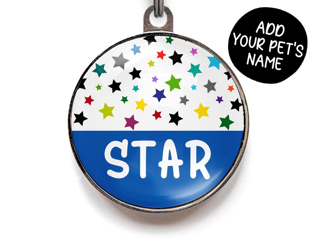 Star Dog Tag | Confetti Stars Custom Name Dog Tag | Colourful Sprinkles ...