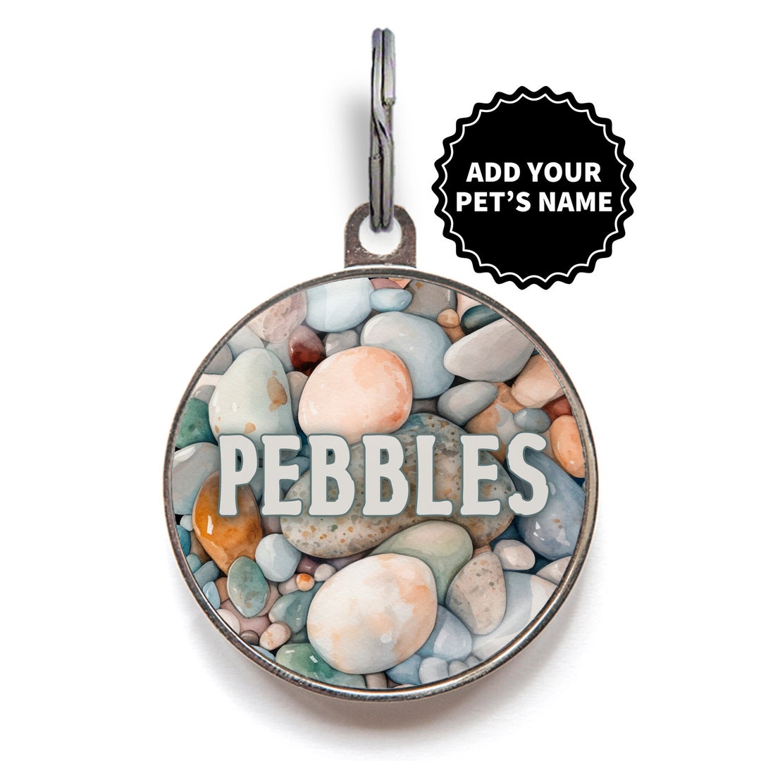 Pebbles Dog ID Tag, Pebble Pet ID Tag, Personalised Puppy Tag, Durable ...