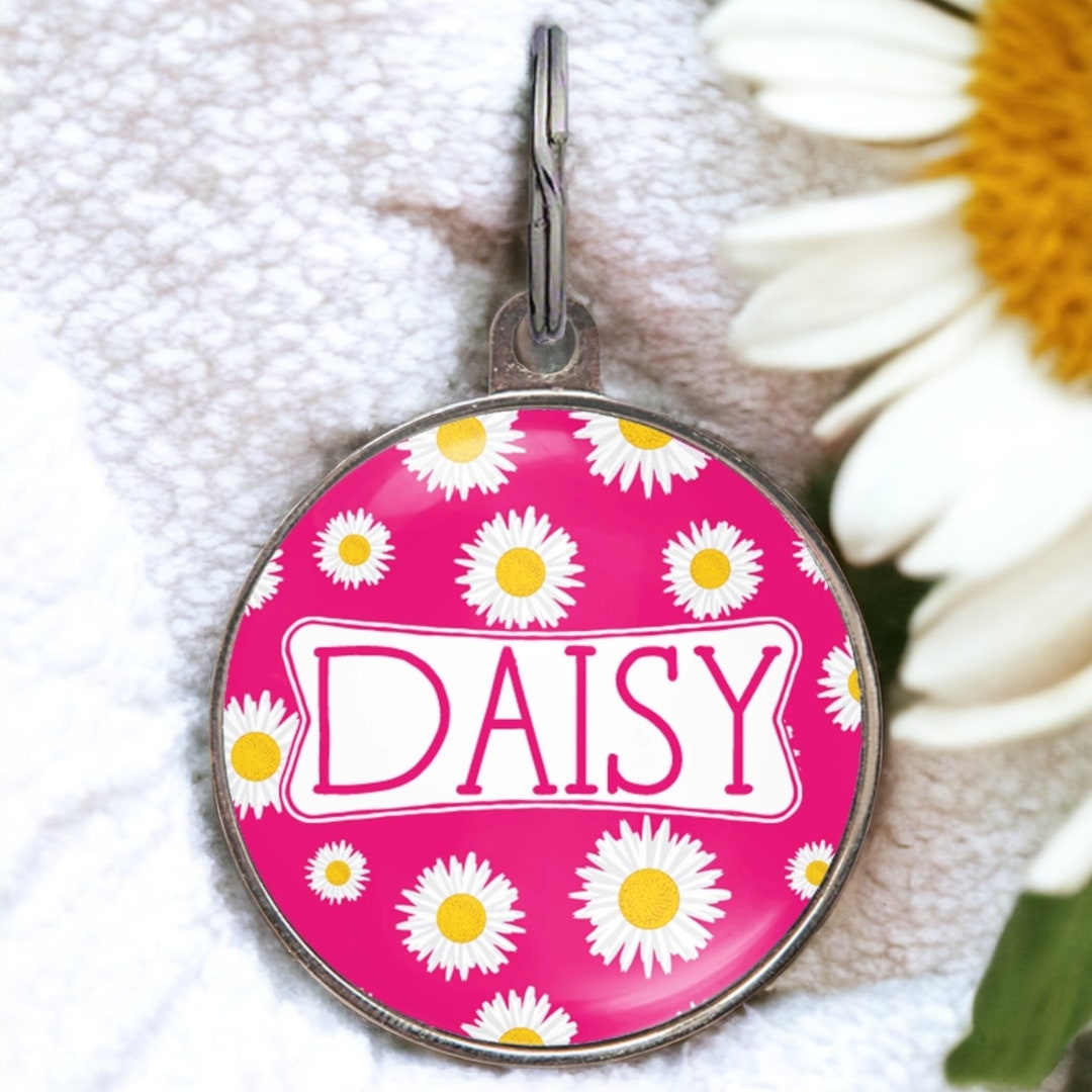 Daisy Dog Tag, Flower Pet Tag, Custom Pet Tag - 36 Color Options - Etsy
