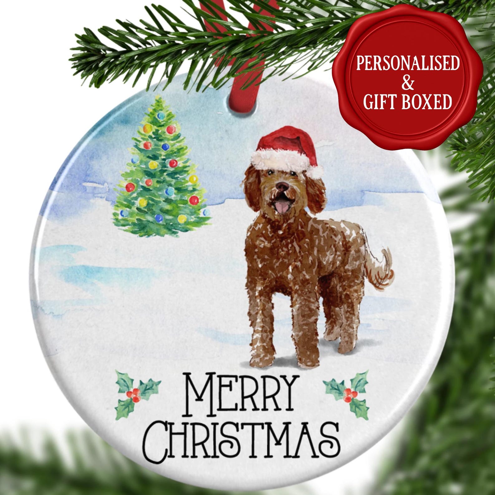 Labradoodle Christmas Ornament – Personalised Dog Bauble – Custom Tree ...