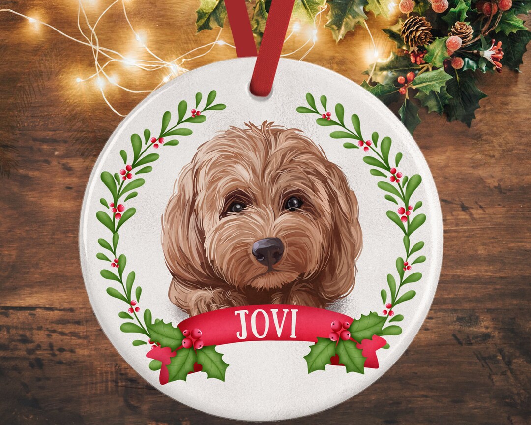 Cockapoo Christmas Ornament, Personalized Dog Christmas Tree Decoration ...