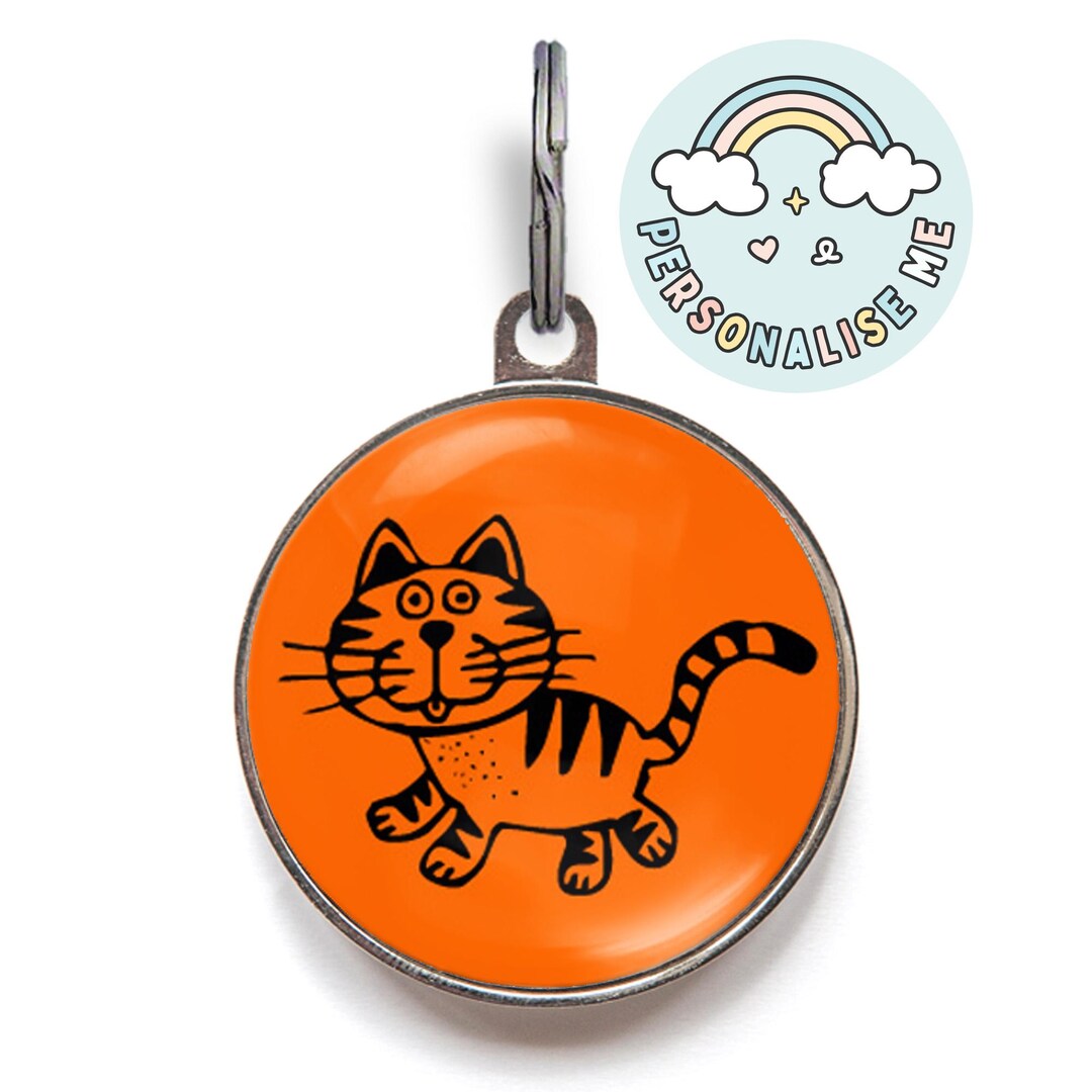 Ginger Cat Tag – Funny Tiger Stripe Cat ID Tag – Fun Pet Tag With ...
