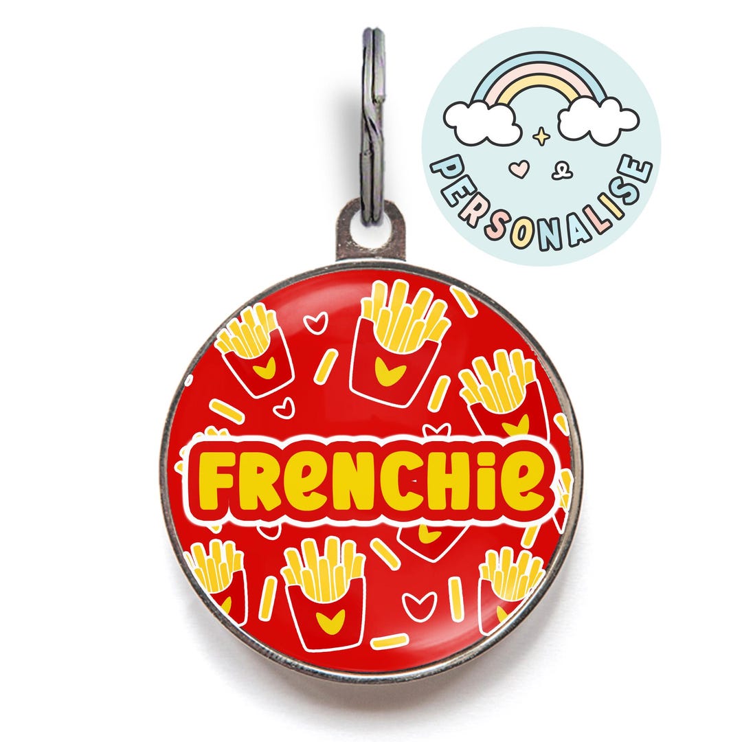 French Fries Dog Tag – Funny Fries Pet ID Tag With Optional Name – Red ...