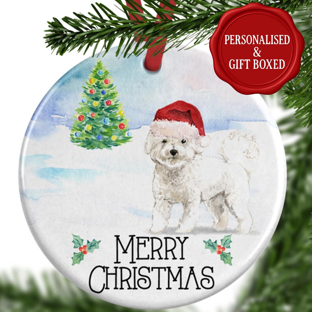 Bichon Frise Christmas Ornament – Personalised Dog Bauble – Custom Tree ...
