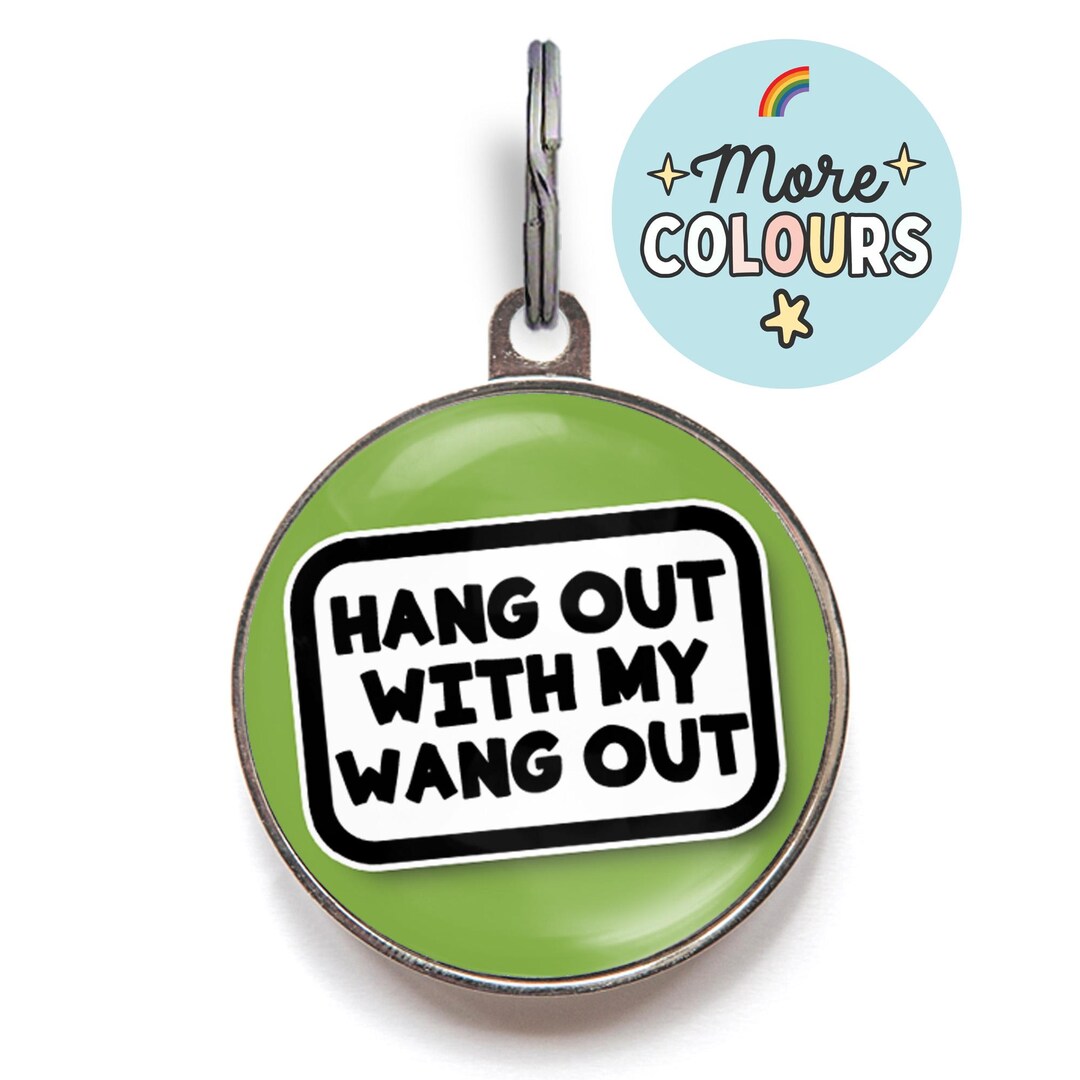 Funny Pet Tag – Hang Out With My Wang Out – Custom Pet ID Tag for Boy ...