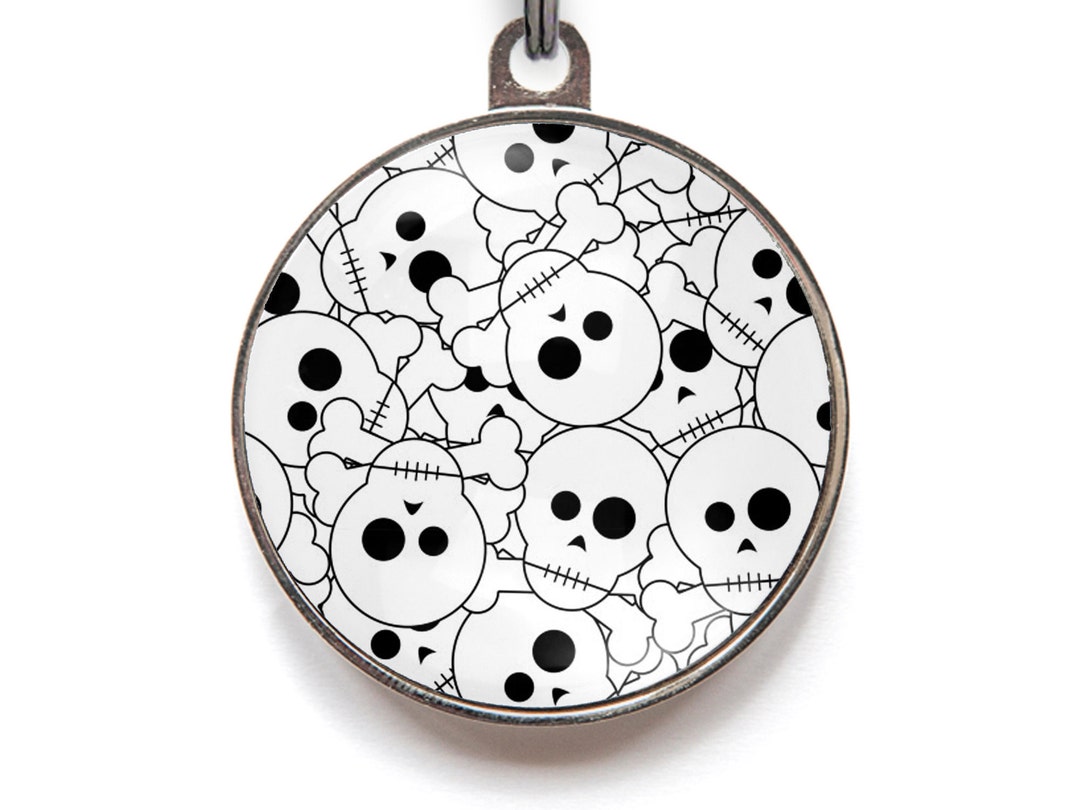 Skull Dog Tag – Personalized Pet ID Tag With Bones & Skulls – Cute Goth ...