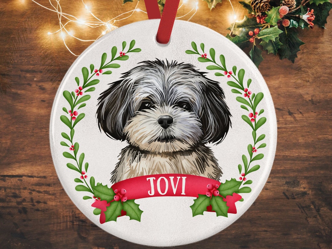 Peekapoo Christmas Ornament, Personalized Black & White Peekapoo Gift ...