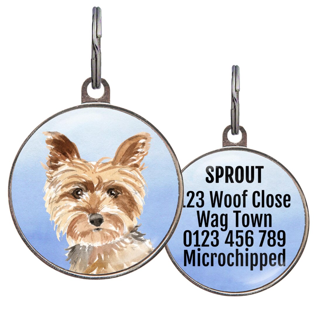 Yorkie Dog ID Tag – 4 Background Colors – Custom Yorkshire Terrier Name ...