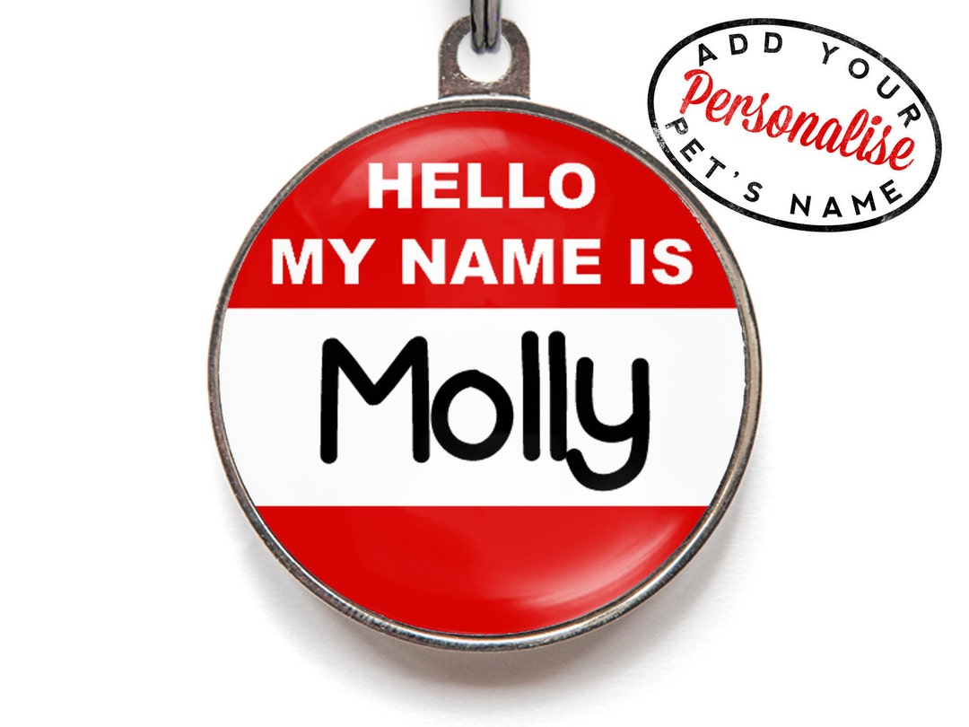 Custom "hello My Name Is" Dog Tag – Funny Pet ID Tag With Name ...