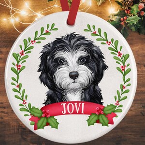 Cavapoo Christmas Ornament, Black & White Cavoodle Decoration ...