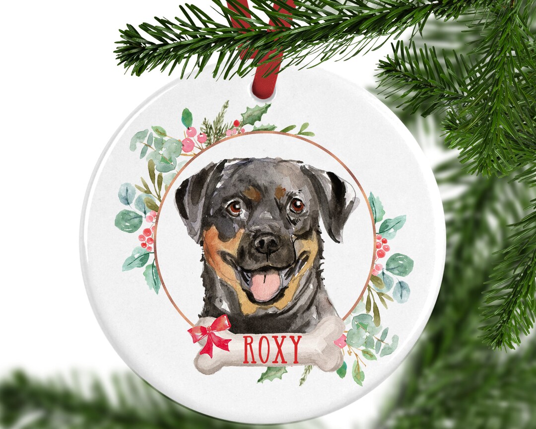Personalized Rottweiler Christmas Ornament, Personalised Tree ...