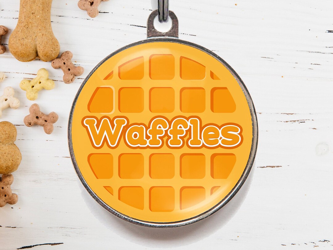 Waffles Pet Tag, Breakfast Waffle Dog Tag, New Puppy Tag | Personalised ...