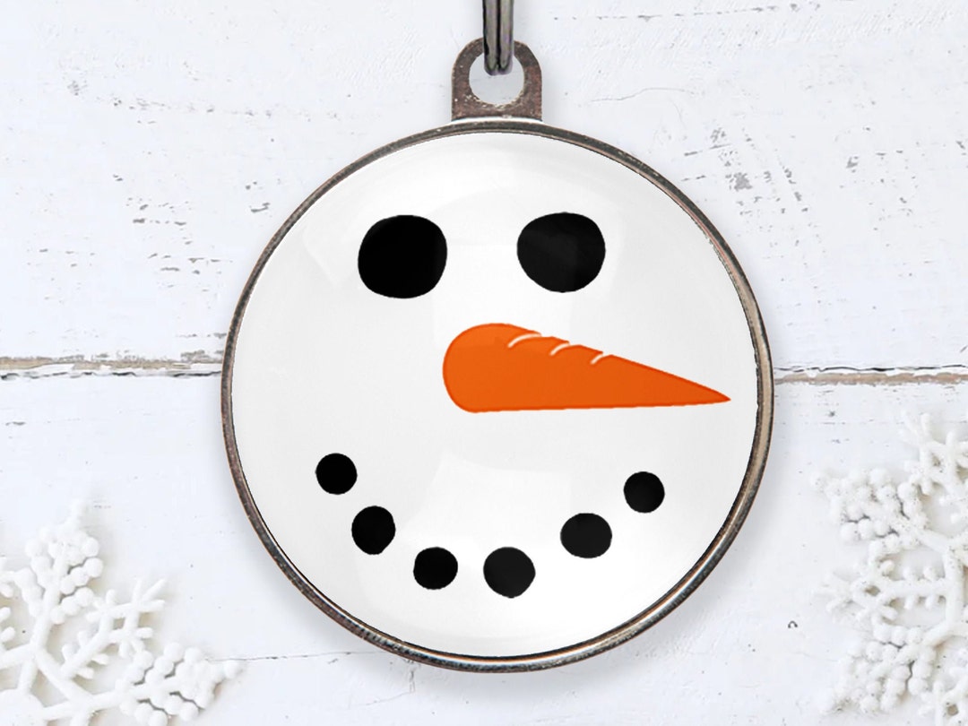 Snowman Face Dog Tag – Personalized Christmas Pet ID – Cute Winter Dog ...