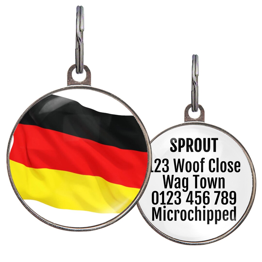 German Flag Dog Tag – Personalized Germany Pet ID Tag – Custom Dog Name ...