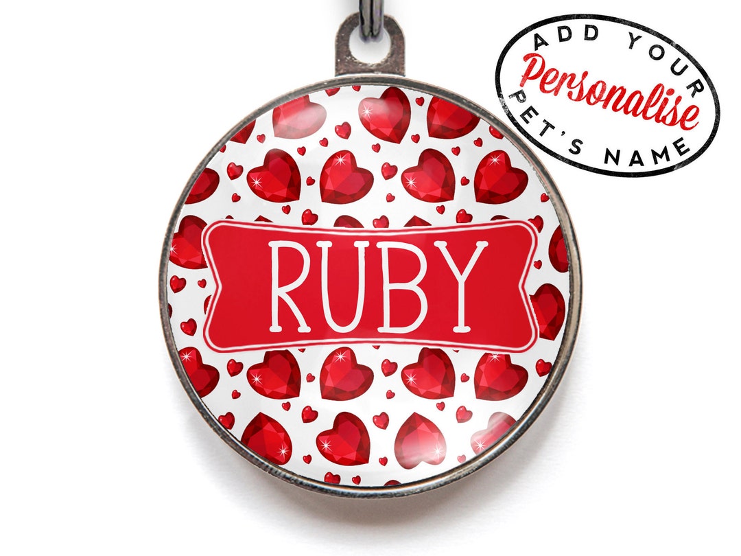 Ruby Dog Tag, Heart Pet Tag Suitable for Cats and Dogs - Etsy
