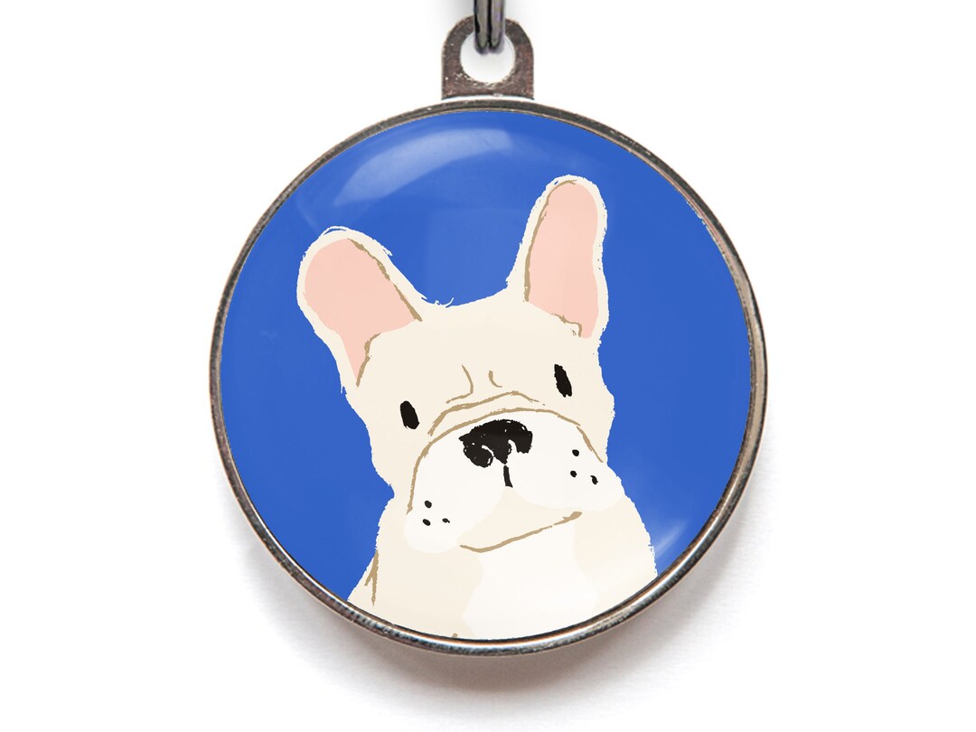 French Bulldog Dog Tag - Cream Frenchie, Personalized ID Tag for French ...