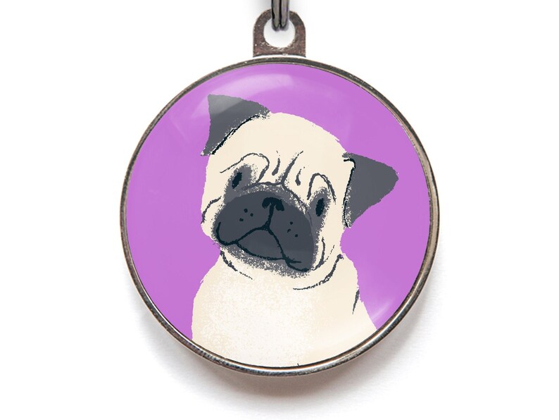 Pug Dog Tag Fawn Pug Personalised Dog Tags for Pugs - Etsy UK