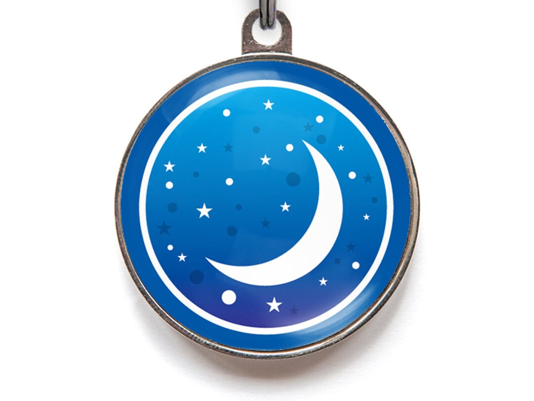 Moon & Stars Pet ID Tag – Custom Night Sky Dog Tag – Personalized ...