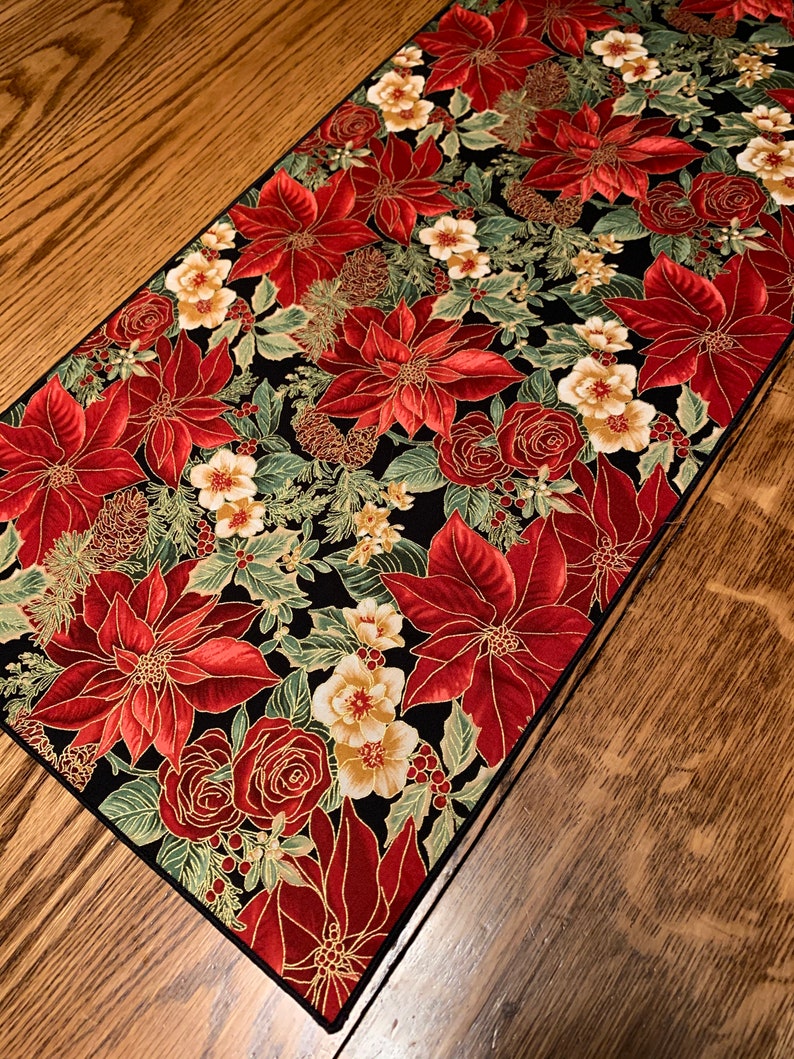 Poinsettia Table Runner for Christmas Christmas Table Runner - Etsy