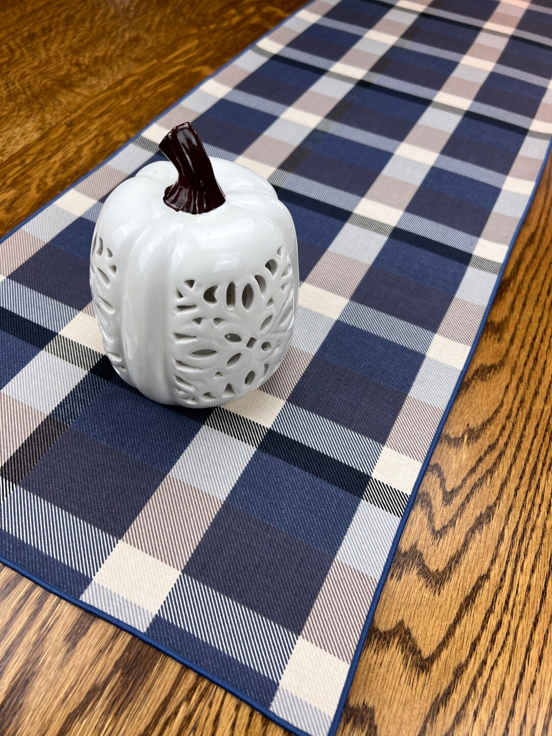Plaid Table Runner, Blue Table Runner, Fall Home Decor, Fall Table ...