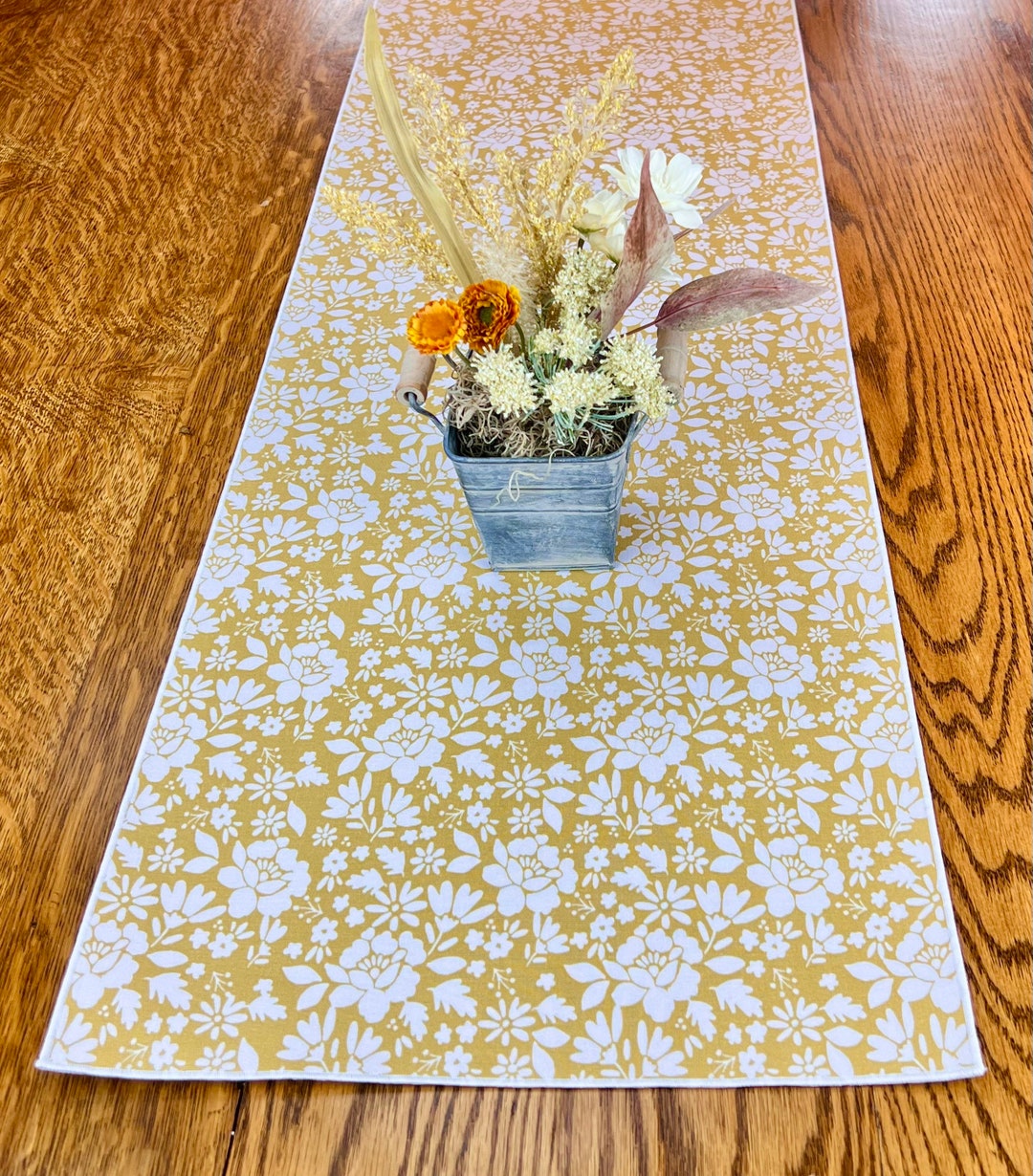 Boho Table Decor, Handmade Runner, Yellow Table Runner, Mustard Table ...