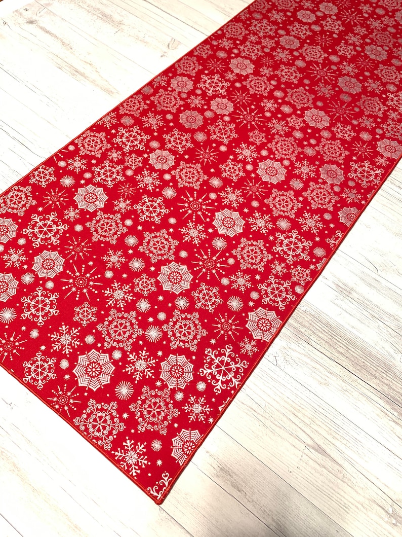 Red Christmas Table Runner Elegant Christmas Runner - Etsy