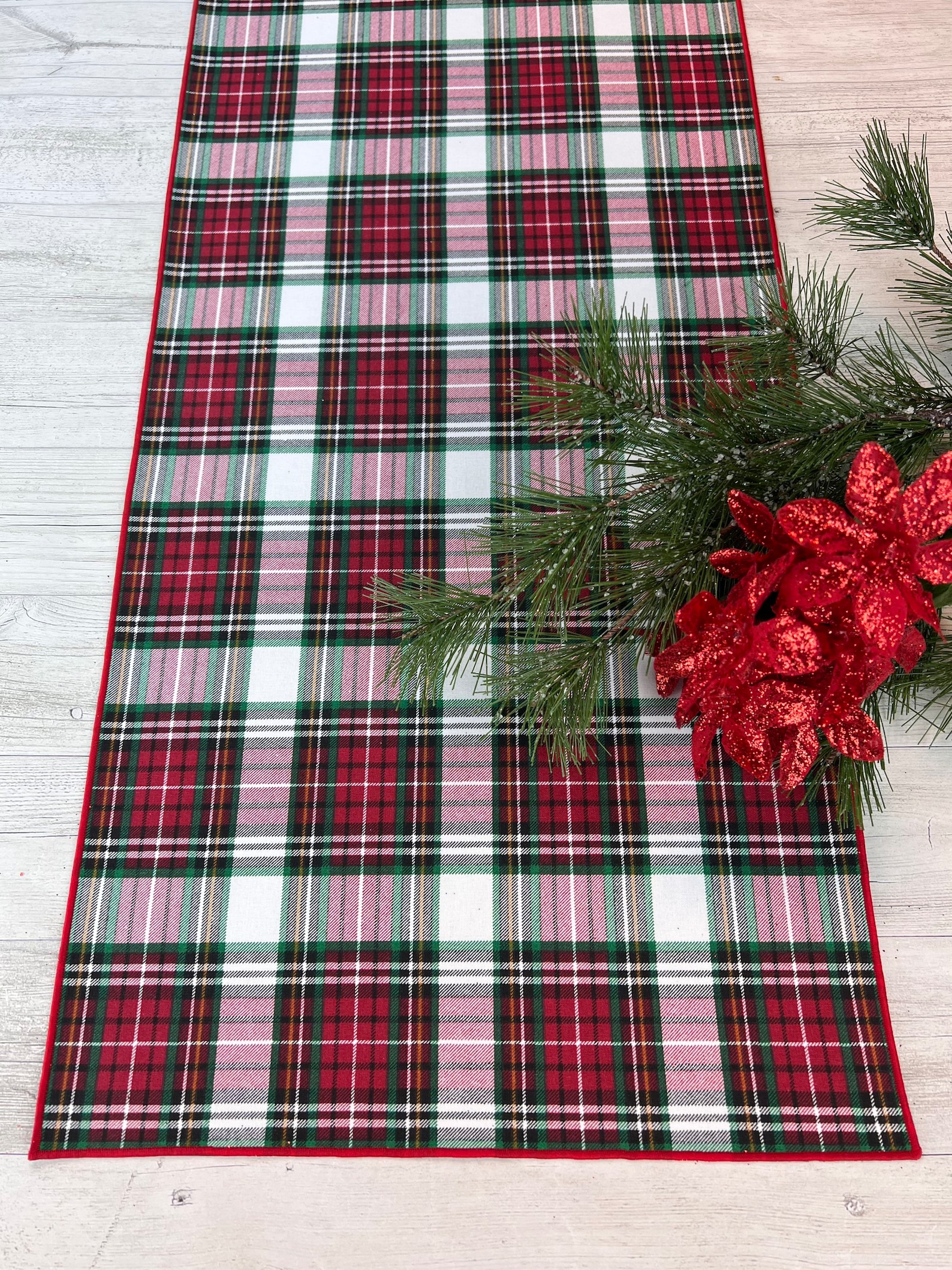 Christmas Plaid Table Runner, Green Plaid Table Runner, Red Plaid Table ...