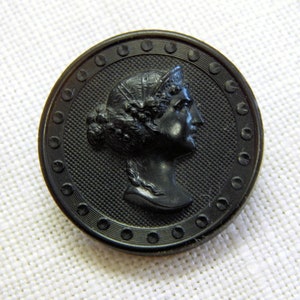 Woman's Profile Pressed Horn Composition Button Facing Right 28mm 1-1/8 ...