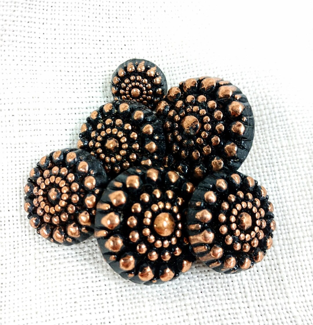 Six Copper Circle Self Shank Buttons 12mm 1/2" - 7/8" Sewing Craft ...