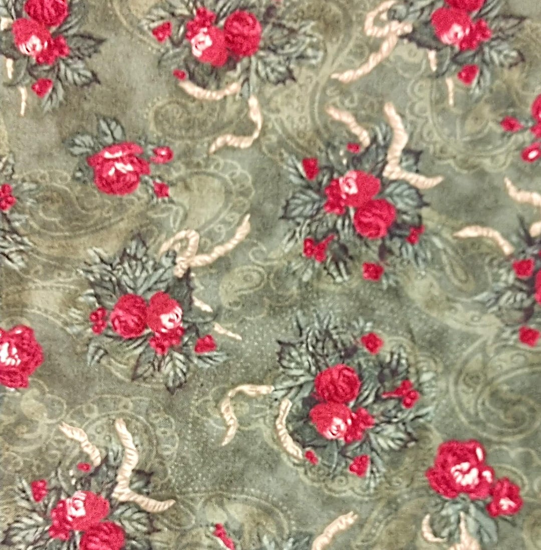 Red Floral Moda Quilt Fabric, 100% Cotton 32" X 45" - Etsy
