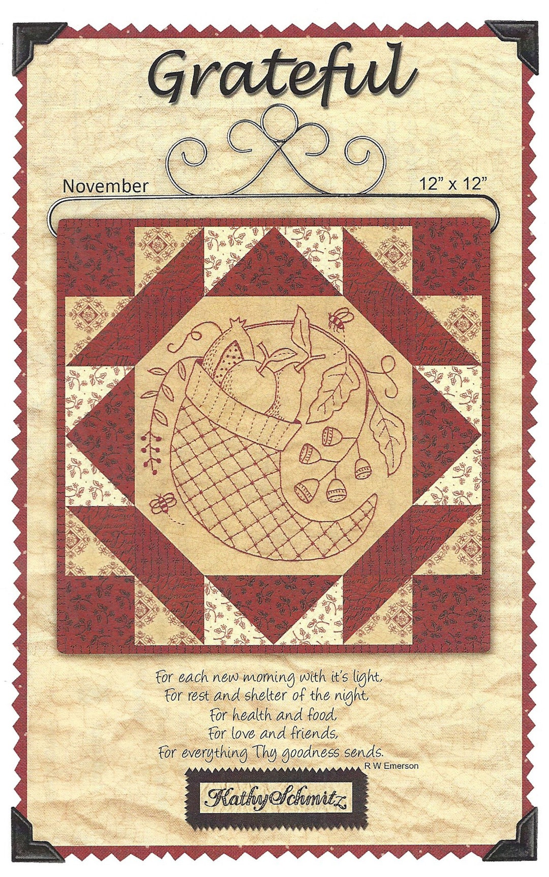 Grateful Embroidery Quilt Pattern Kathy Schmitz Studio A Patchwork Year ...